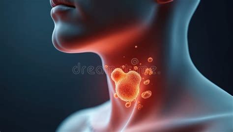 3d Medical Illustration Thyroid Cancer Cells Within Human Neck Tumors Masses Spread In Gland