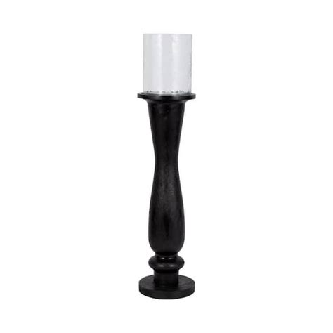 Liv And Skye 27 In Black Wood And Glass Traditional Hurricane On
