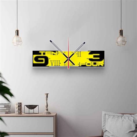 Wall Clock Long Rectangular Horizontal Shape Dans Decor