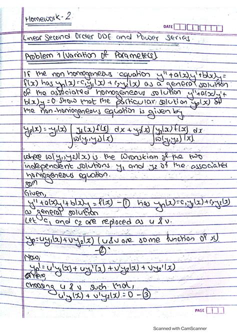 solution linear second order differential equation and power series