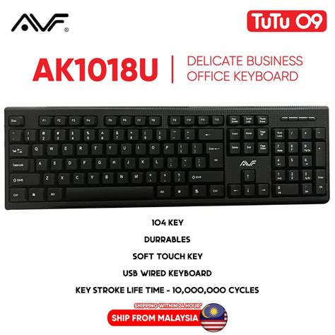 Avf Ak1018u Usb Wired Keyboard Qwerty Type Numb Pad Keypad Papan Kekunci Qwerty Pc Desktop Mouse
