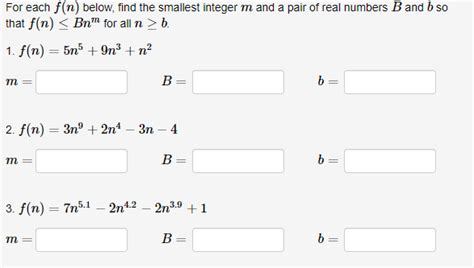 Solved For Each Fn Below Find The Smallest Integer M And