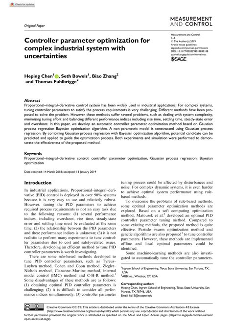 Pdf Controller Parameter Optimization For Complex Industrial System