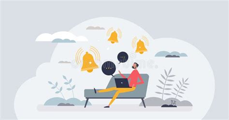 Daily Notifications And Focus To Avoid Distraction Apps Tiny Person Concept Stock Vector