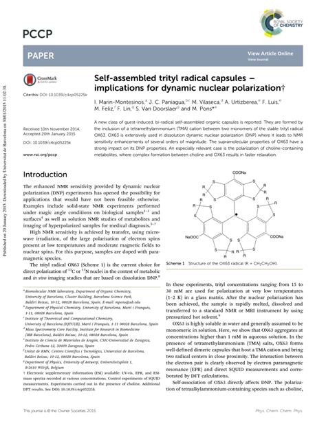 Pdf Self Assembled Trityl Radical Capsules Implications For Dynamic