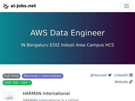 [HIRING] AWS Data Engineer in IN Bengaluru EOIZ Indust Area Campus HCS : r/ai_ml_jobs
