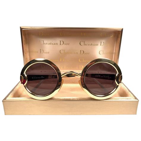 Christian Dior Limited Edition 2918 40 Round Gold Sunglasses 1980s For