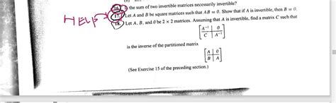 Solved Help 16 The Sum Of Two Invertible Matrices