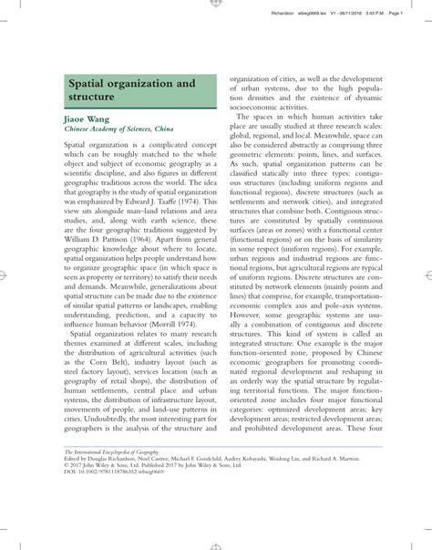 Pdf Economic Geography Spatial Organization And Instructure