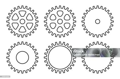 기어 아이콘 실루엣 기호 세트 벡터 일러스트 이미지입니다 그런지 변속기 톱니바퀴와 기어 로고 사인 흰색 배경에 격리 개념에 대한