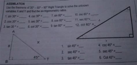 solved assimilation use the theorems of 30° 60° 90° right triangle to
