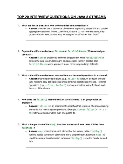 Java 8 Streams Questions Pdf Computer Science Algorithms