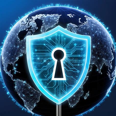 Abstract Global Security Digital Technology Blue Background Protection Protect The World
