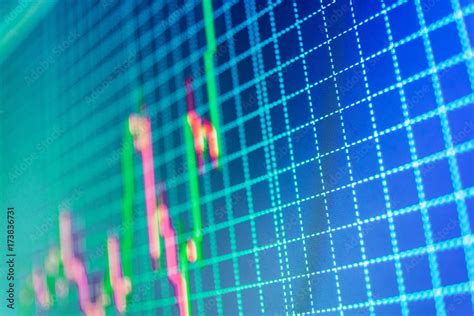 Blue Screen Of Finance Data Display Of Quotes Pricing Graph Visualization Candle Stick Graph