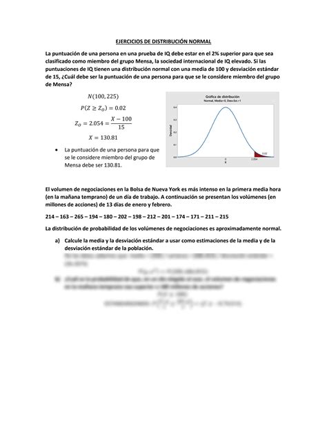 SOLUTION: Ejercicios de distribucion normal - Studypool