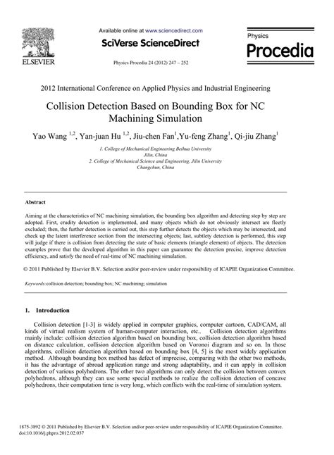 Pdf Collision Detection Based On Bounding Box For Nc Machining Simulation