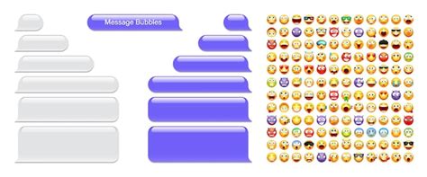 Premium Vector Blank Message Bubbles With Emoji Violet Chat Or Messenger Speech Bubble Sms