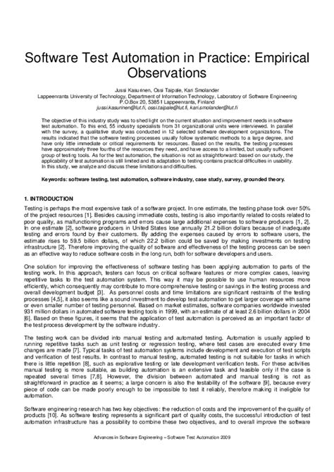 Pdf Software Test Automation In Practice