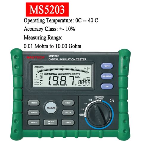 ms5203 절연 저항 측정기 디지털 메가 미터 지구 임피던스 테스터 메그 옴 미터 디지털 아날로그 멀티 미터 저항계