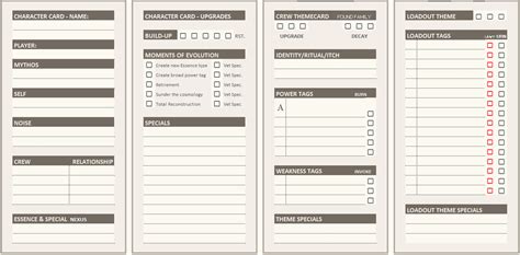 Otherscape Excel Character Sheets By Moon Weaver