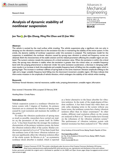 PDF Analysis Of Dynamic Stability Of Nonlinear Suspension