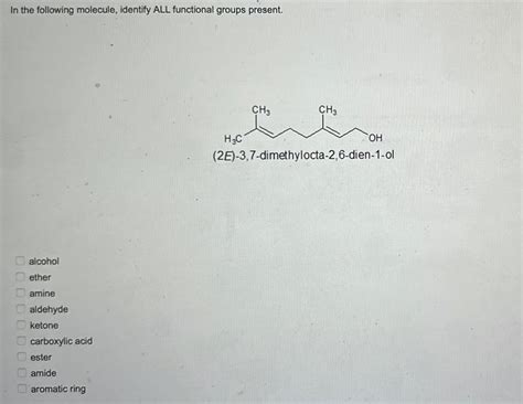 Answered In The Following Molecule Identify All Functional Groups