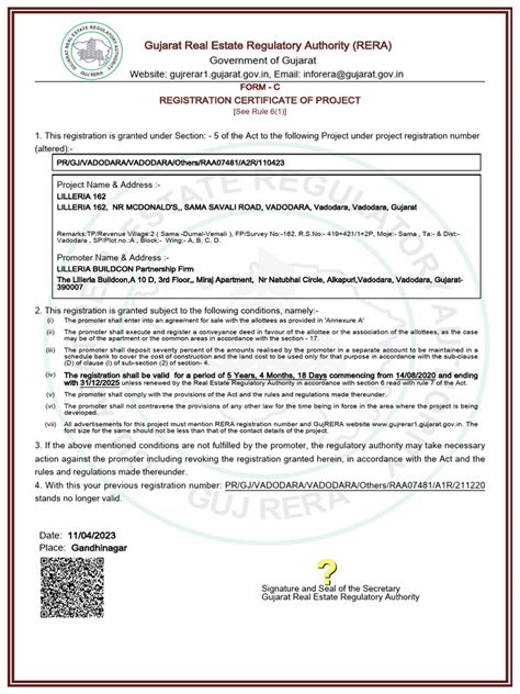 Rera Certificate Pdf