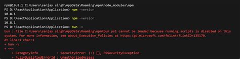 When You Are Installing Reactjs Bun And Encounter Powershell Execution Policy Errors — System