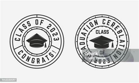 빈티지 졸업 배지 라벨 흰색 배경에 격리된 대학원 모자로 설정된 원형 졸업 기호 벡터 그림 개념에 대한 스톡 벡터 아트 및 기타 이미지 Istock