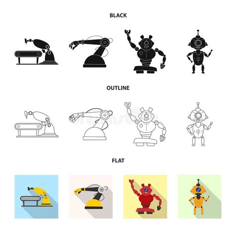 Isolated Object Of Robot And Factory Logo Collection Of Robot And Space Stock Vector