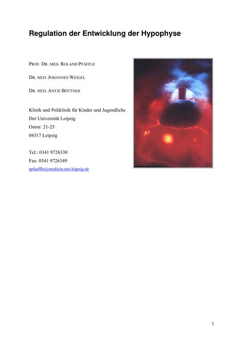 PDF Regulation Der Entwicklung Der Hypophyse