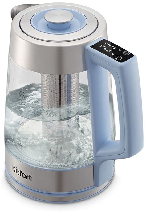 Купить Электрочайник Kitfort КТ 6617 стальной голубой в Алматы Магазин на Kaspi Kz