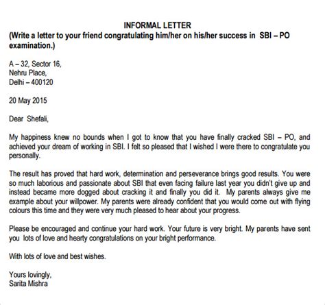 8 Sample Informal Letters Sample Templates