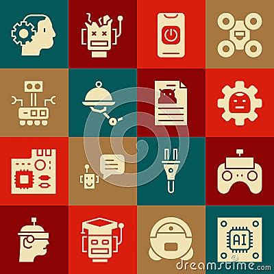 Set Processor With Microcircuits CPU Remote Control Robot Turn Off Robot From Phone Waiter