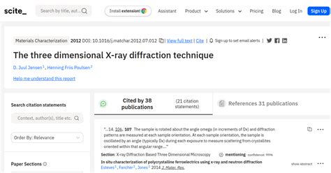 [citation report] the three dimensional x ray diffraction technique