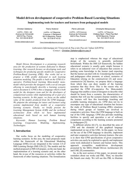 Pdf Model Driven Development Of Cooperative Problem Based Learning