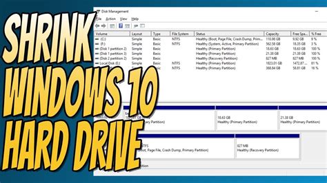 How To Shrink Windows 10 Hdd Make Unallocated Partition On Windows 10 Tutorial Youtube