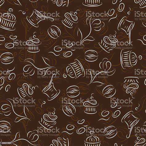 디저트입니다 원활한 패턴 컵 케이크 마 카 롱 요구르트 머핀 커피 콩입니다 음식 배경입니다 0명에 대한 스톡 벡터 아트 및 기타 이미지 Istock