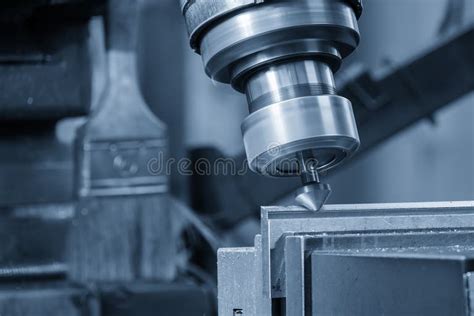 The Angular Milling Process On Nc Milling Machine With Chamfer Tools Stock Image Image Of Mill