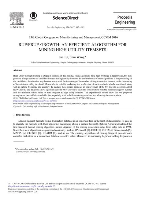 Pdf Rupfrup Growth An Efficient Algorithm For Mining High Utility Itemsets