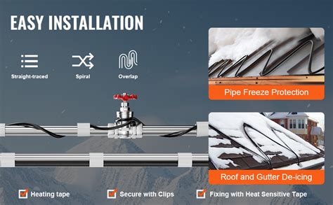 Self Regulating Pipe Heating Cable 24ft 5wft Heat Tape For Pipes Roof