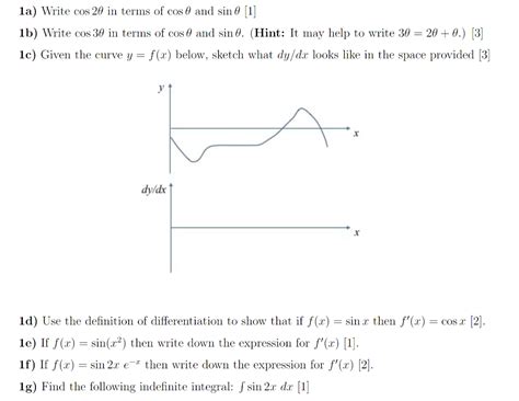 Solved La Write Cos 20 In Terms Of Cos 6 And Sin 0 1 1b Chegg Com
