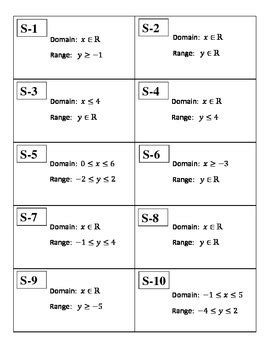 Domain And Range Matching Activity By Corinne Beasler TPT