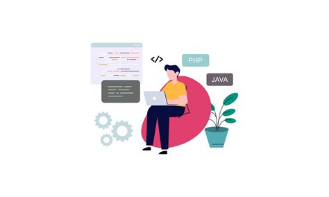 Man Programmer Is Working On His Laptop Coding And Programming Vector Art At Vecteezy