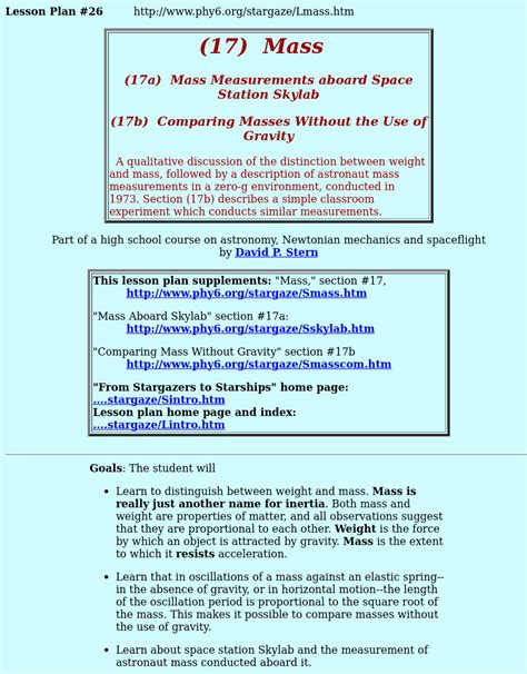 Mass Lesson Plan For 9th 12th Grade Lesson Planet