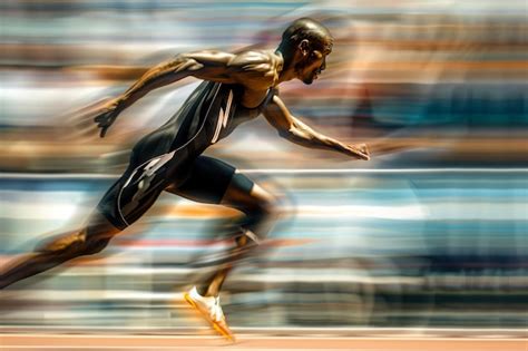 Premium Photo A Dynamic Image Of A Sprinter Midstride Muscles Te Generative Ai