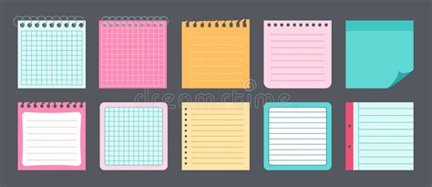 Set Of Paper Note Template For Notebook And Notice Memo 18 Design In One File Vector