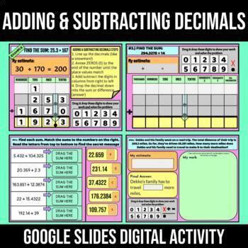 Adding And Subtracting Decimals Activity Digital Google Slides
