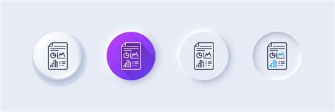 Report Document Line Icon Column Graph Sign Vector Image