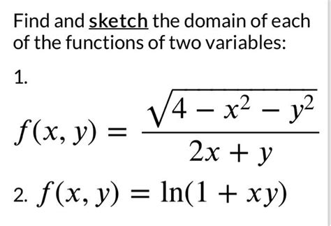 Solved Find And Sketch The Domain Of Each Of The Functio